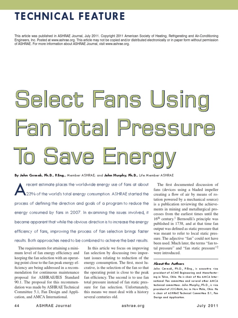 Fan Selection Total Pressure | PDF | Pressure | Duct (Flow)