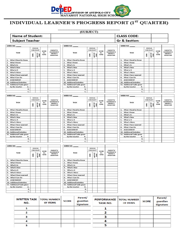 Individual Learners Progress Report Final | PDF