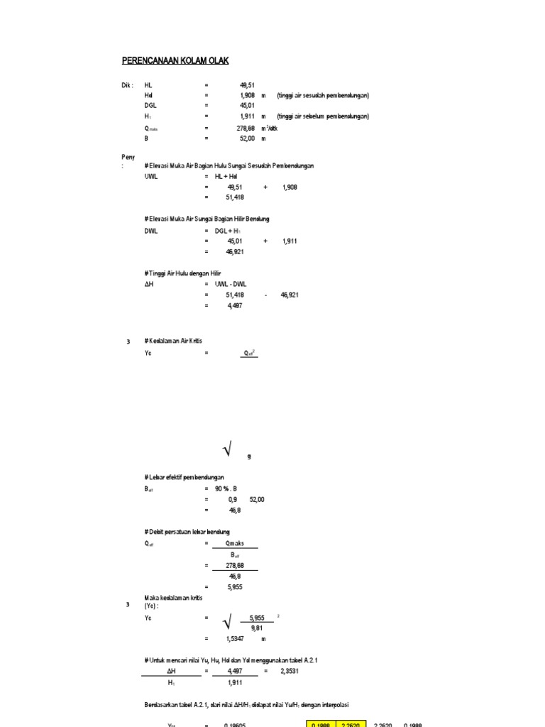 Perencanaan Kolam Olak | PDF