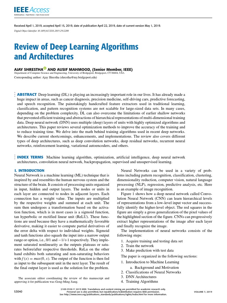 Deep Learning Algorithms and Architectures | PDF | Deep Learning ...