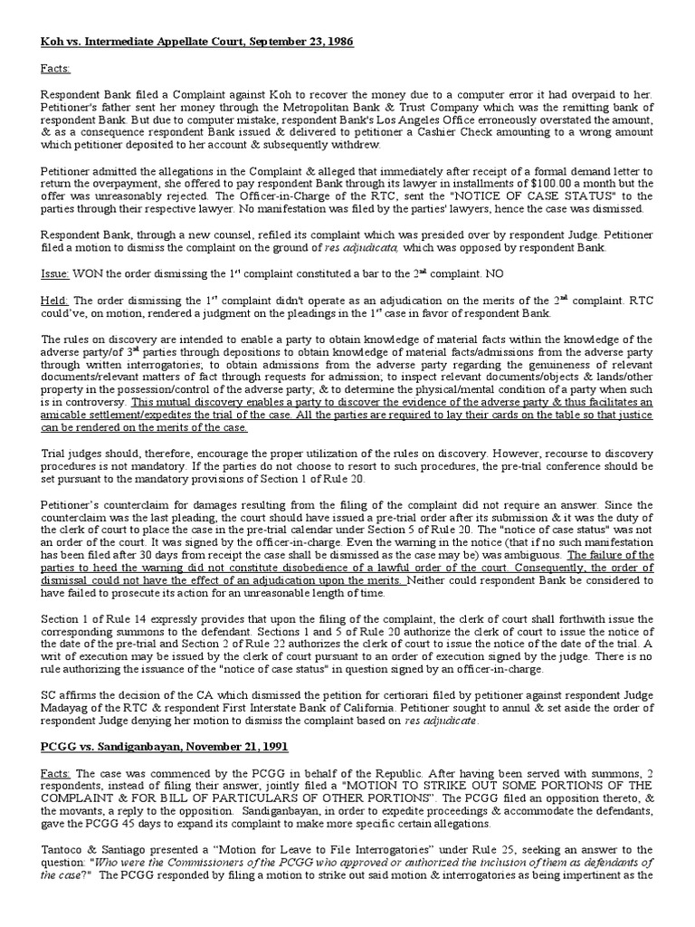 Cases For Modes of Discovery | PDF | Discovery (Law) | Interrogatories