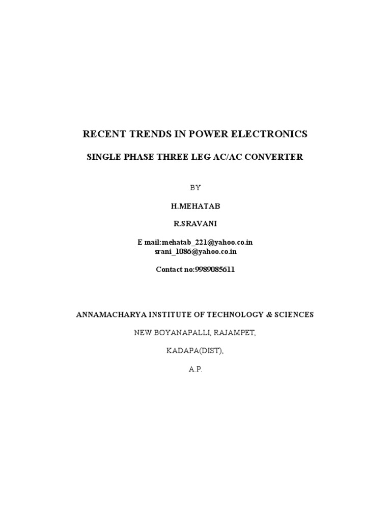 Single-Phase Three-Leg AC/AC Converter | PDF | Power Inverter | Rectifier