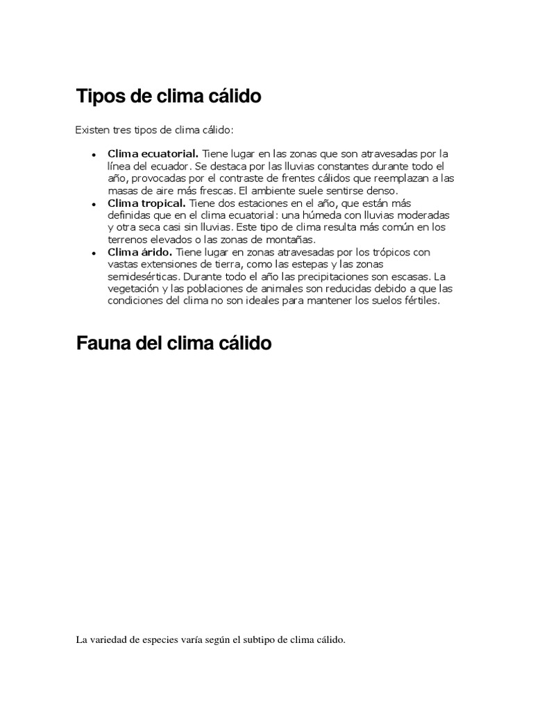 Tipos de Clima Cálido | PDF | Clima | Zona tropical