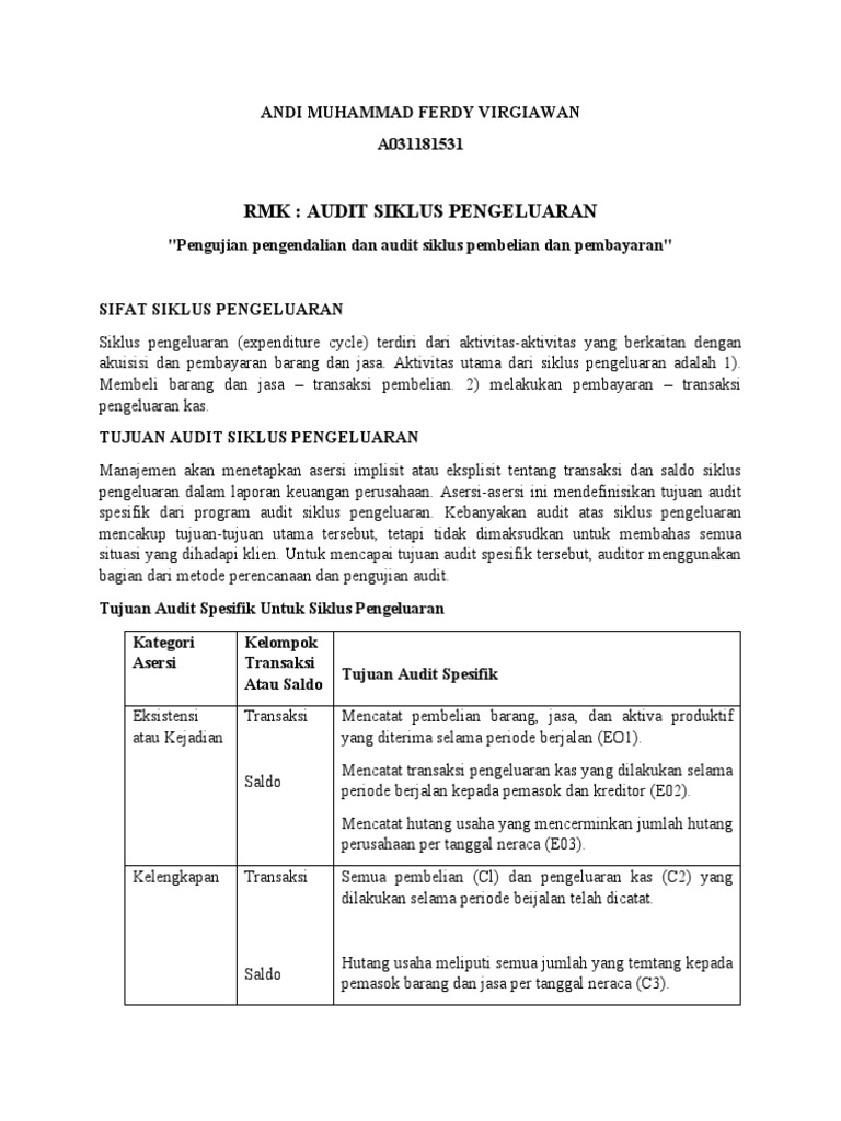 RMK Audit Siklus Pengeluaran | PDF