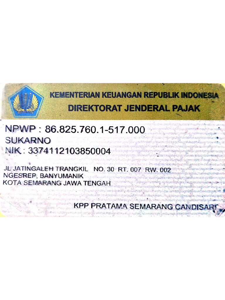 KTP Dan NPWP Pengurus | PDF