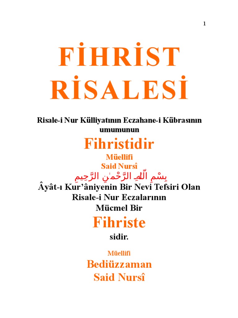 Fihrist Risalesi | PDF