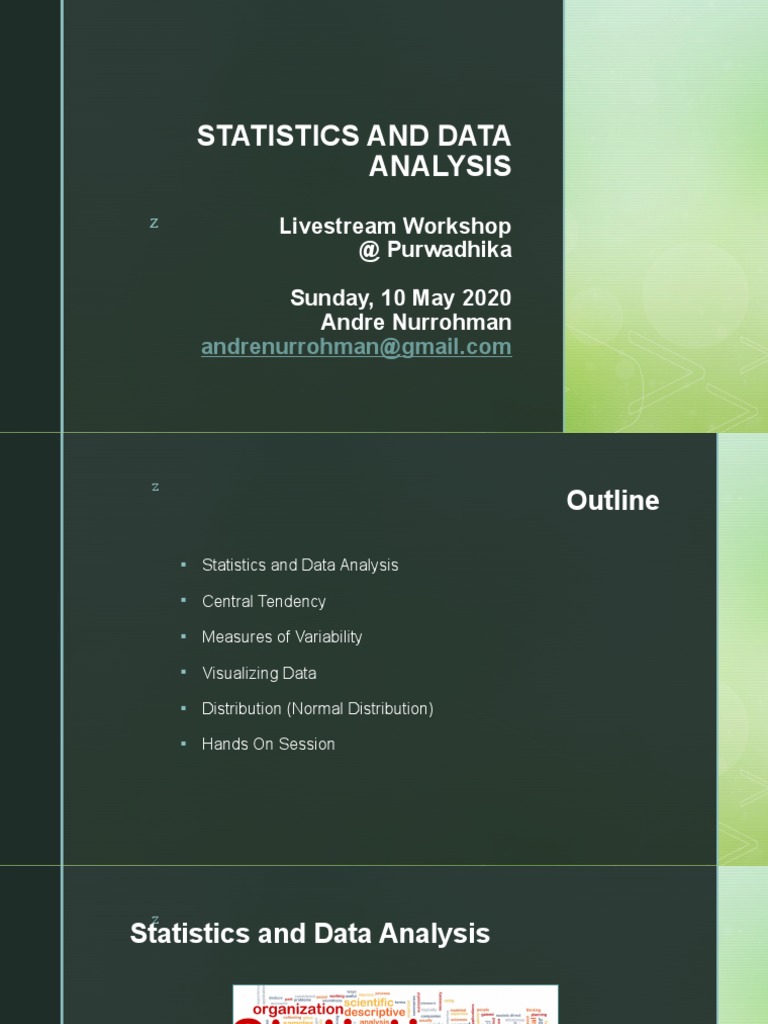 Statistics and Data Analysis Workshop | PDF | Statistics | Variance