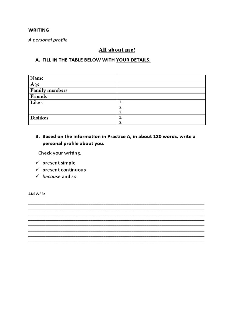 Personal Profile Writing Guide | PDF