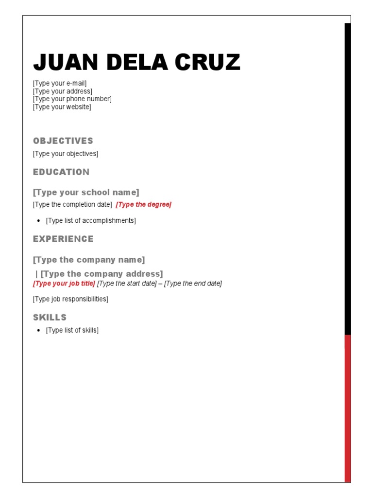 Juan Dela Cruz Resume | PDF