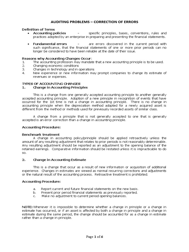 Auditing Errors: Correction Strategies | PDF | Income Statement ...