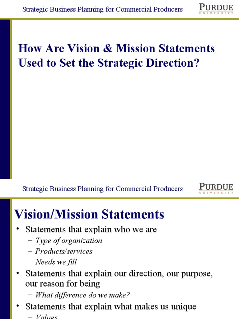 How Are Vision & Mission Statements Used To Set The Strategic Direction ...