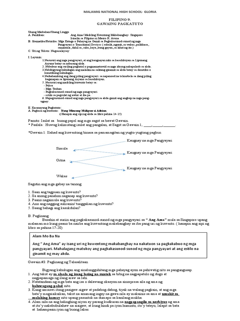 Filipino 9 q1, w1 | PDF