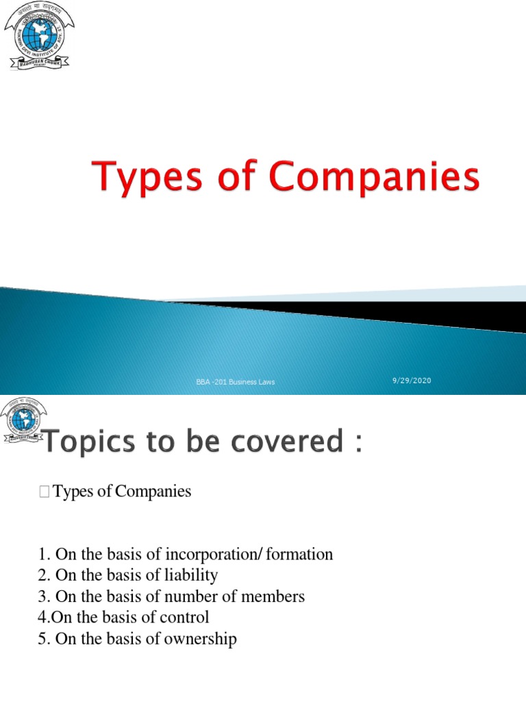 Types of Companies in India Explained | PDF | Corporate Law | Limited ...