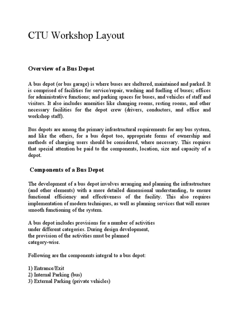 CTU Workshop Layout | PDF | Bus | Tire