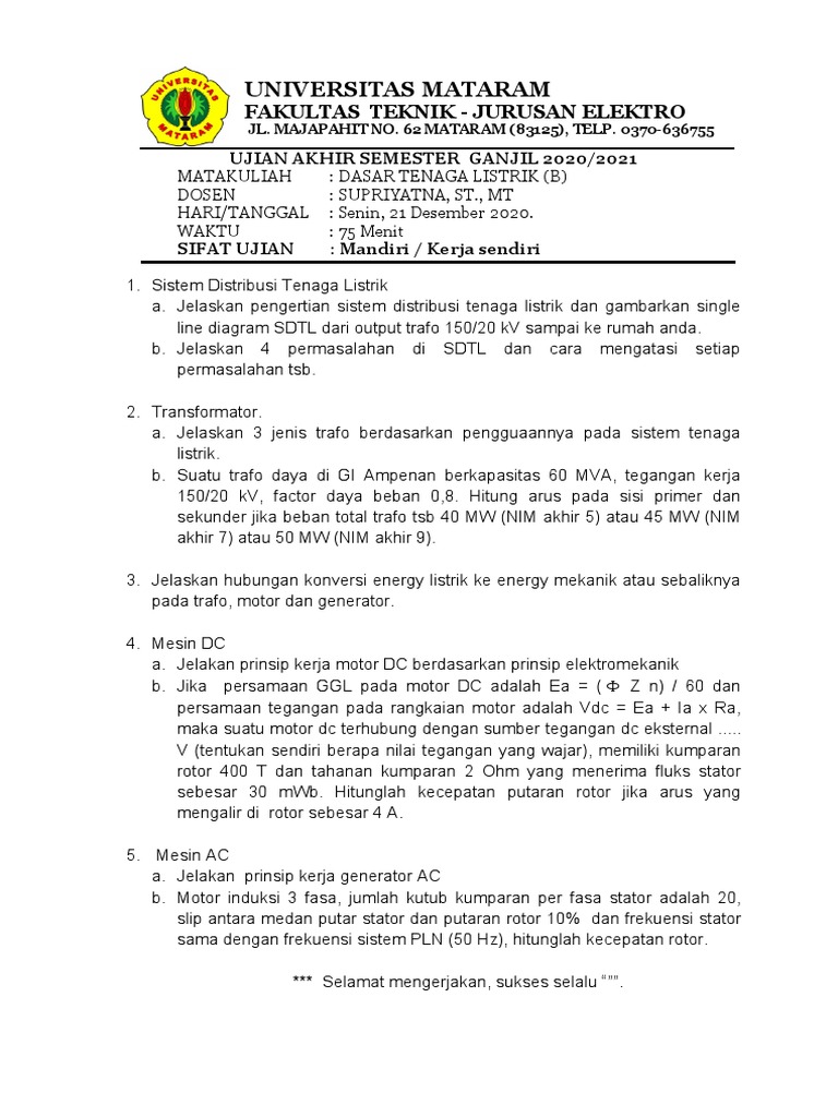 Soal UAS DTL B | PDF