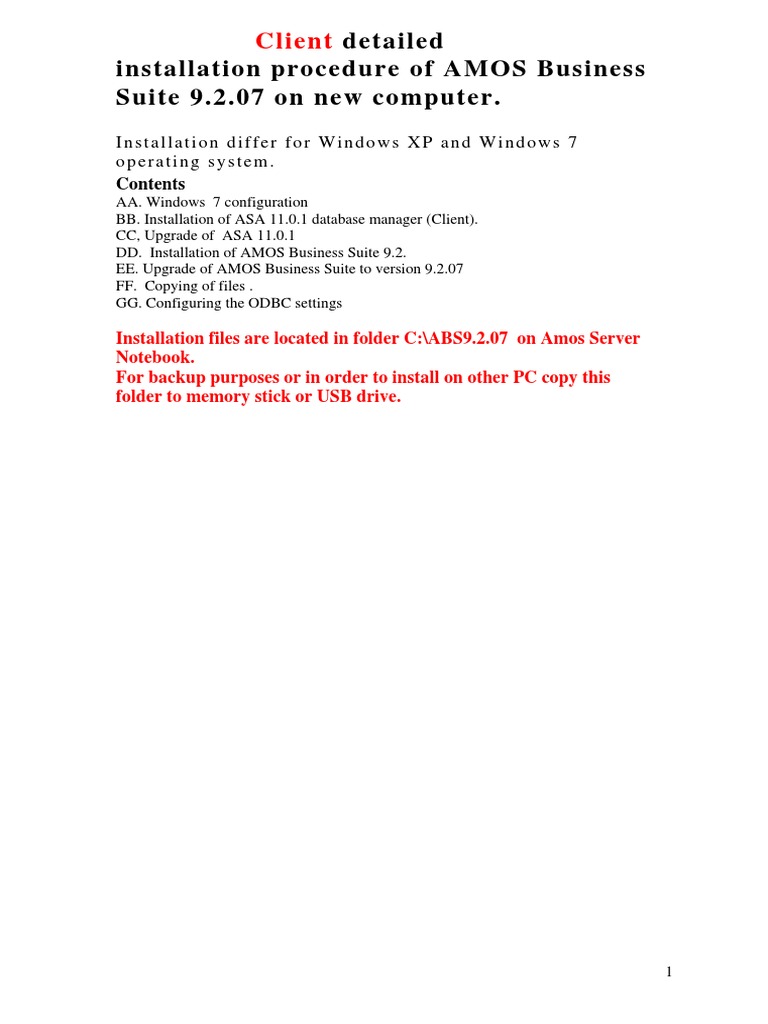 Installation of Amos Business Suite 9.2.07 Client | PDF | Windows 7 ...