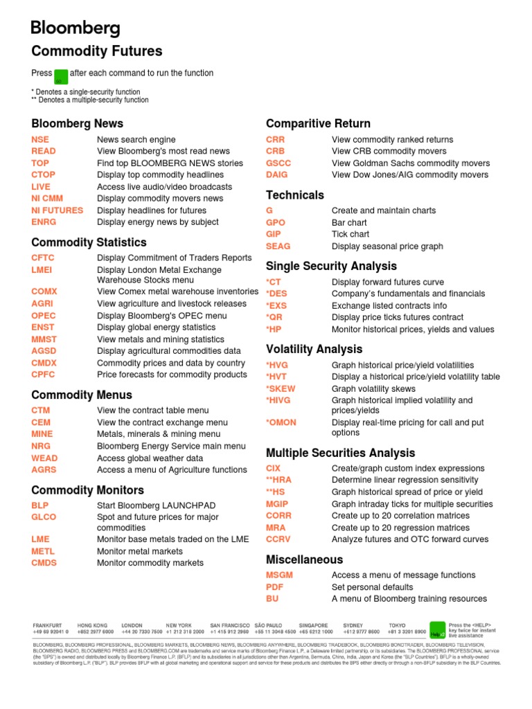 Cheat Sheet - Bloomberg Commodity | PDF | Commodity Markets | Futures ...