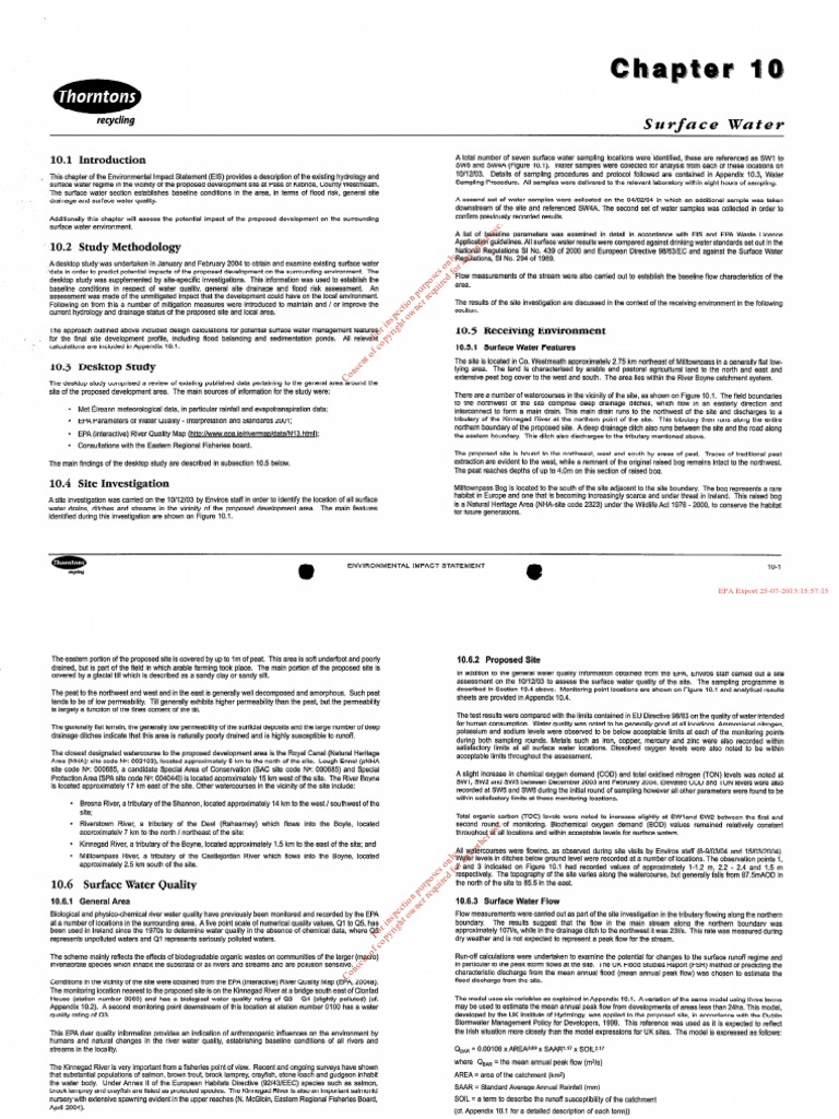 Surface Water: For Inspection Purposes Only | PDF | Surface Runoff ...