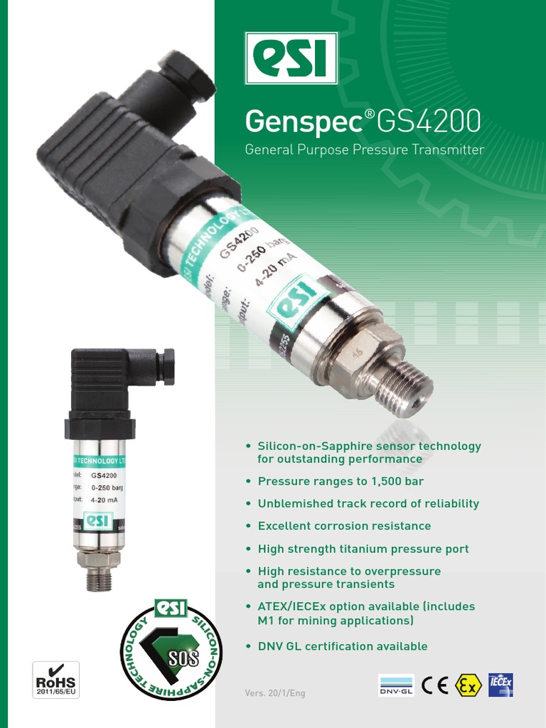 Genspec GS4200: General Purpose Pressure Transmitter | PDF | Electrical ...