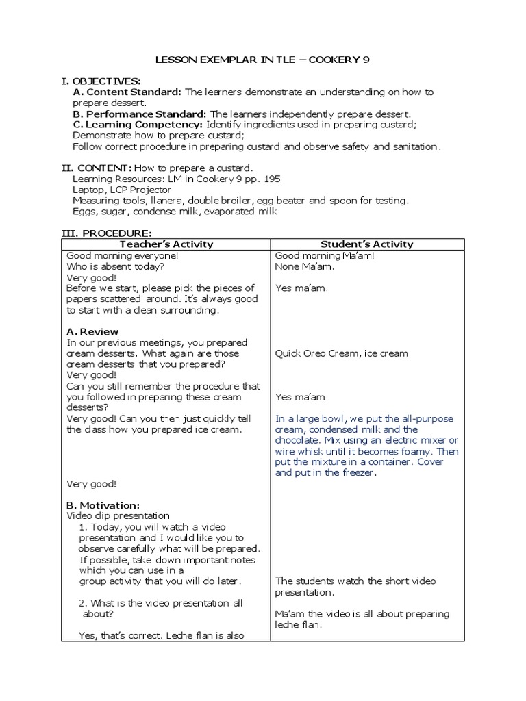 Detailed Lesson Plan Desserts Autorecovered 191105023703 | PDF ...