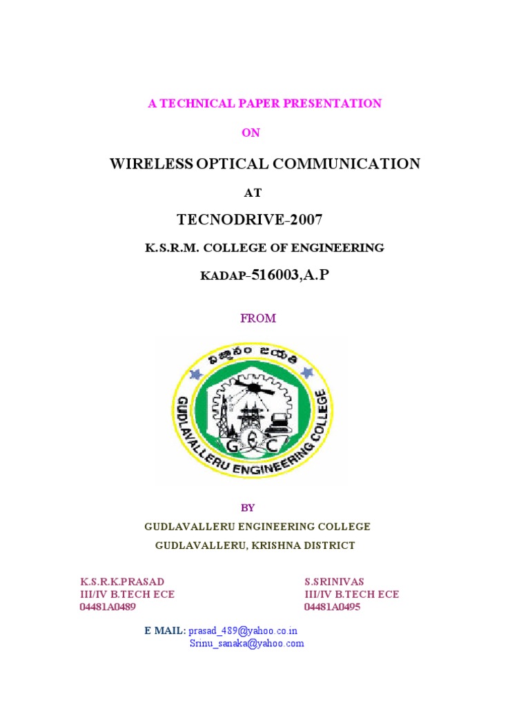 Wireless Optical Communication | PDF | Telecommunication | Wireless
