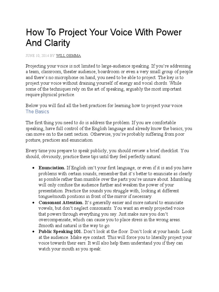 How To Project Your Voice With Power and Clarity: The Basics | Download ...