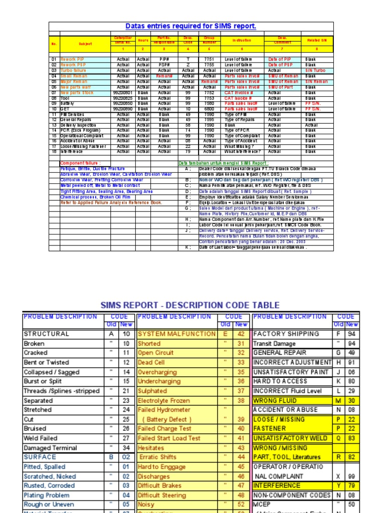 SIMS Report Data for Caterpillar | PDF | Wear | Leak