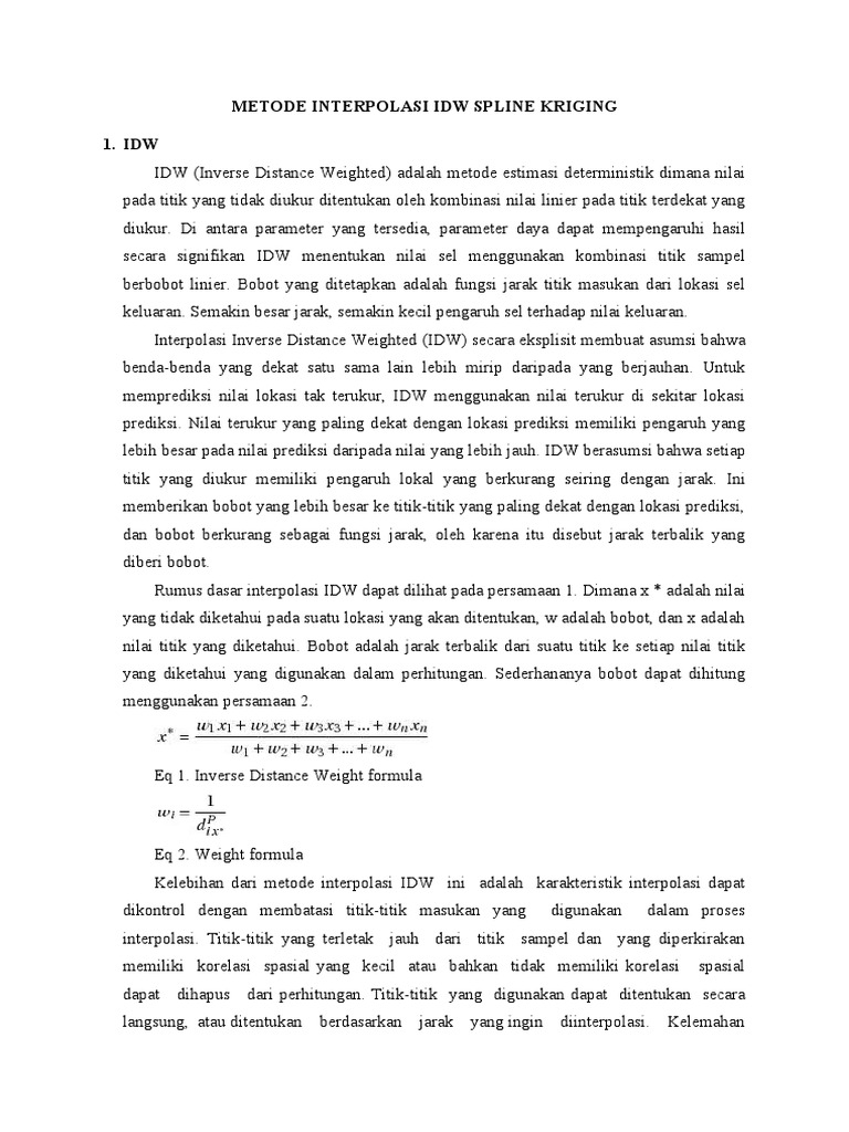 Metode Interpolasi IDW dan Spline | PDF | Metode & Bahan Ajar