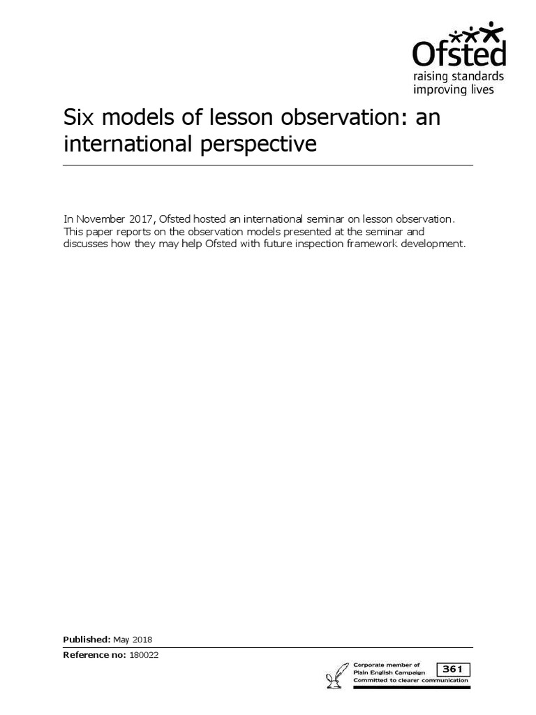 Six Models of Lesson Observation: An International Perspective | PDF ...
