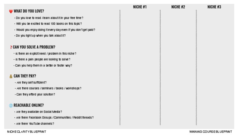 Niche Clarity Template | PDF