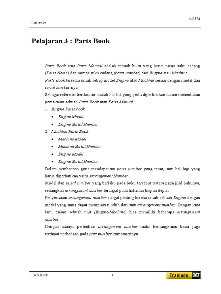 Panduan Membaca Parts Book Komatsu | PDF