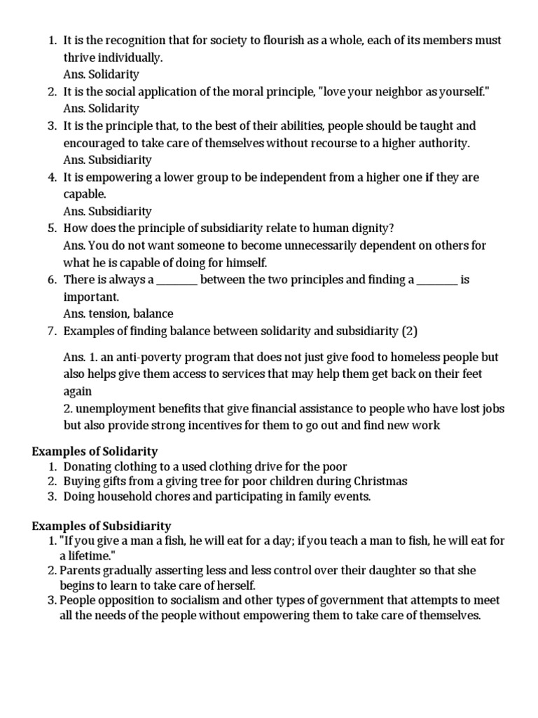 Principles of Subsidiarity and Solidarity | PDF