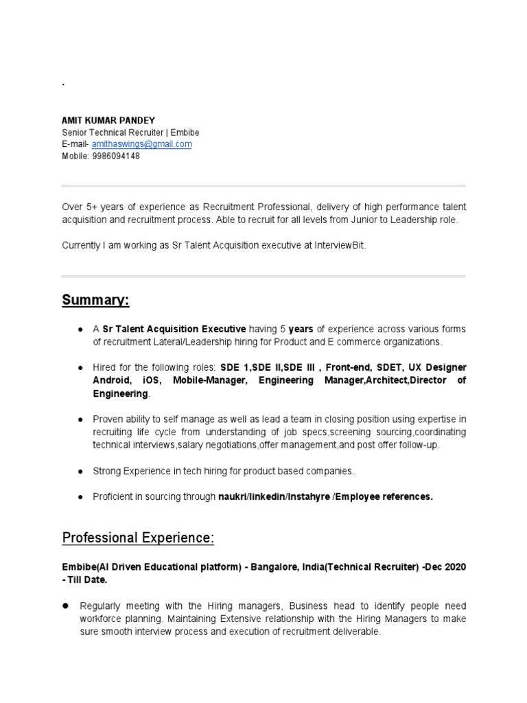 Amit - CV 2020 | PDF | Recruitment | Business