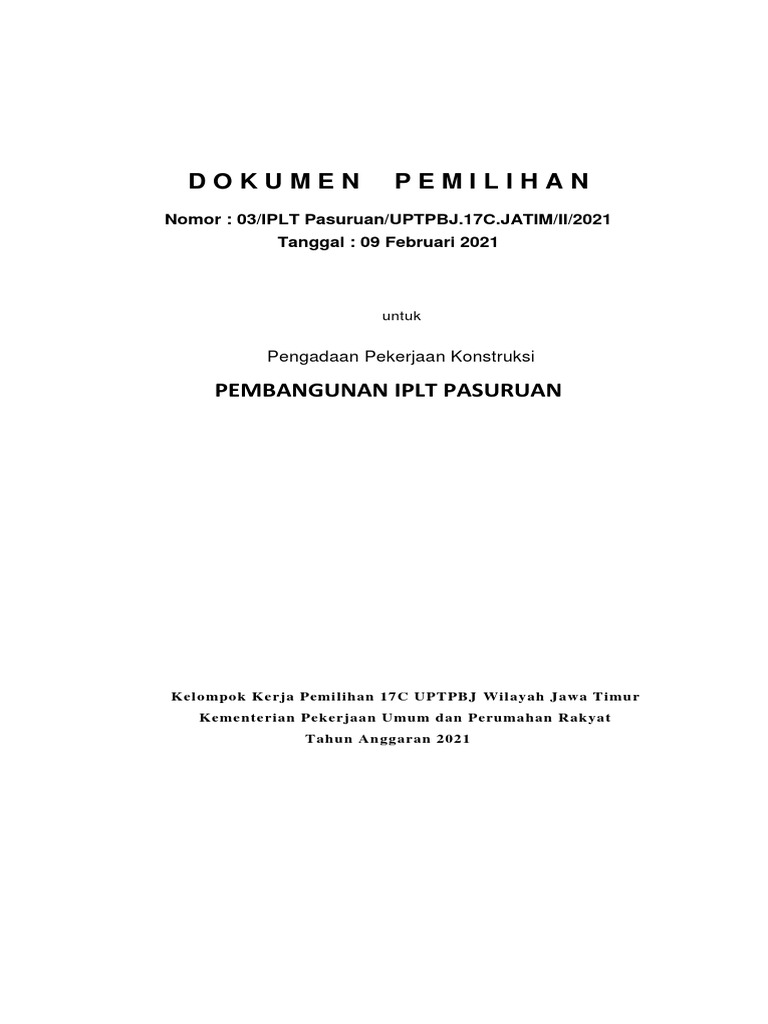 Contoh Dokumen Pembangunan IPLT | PDF
