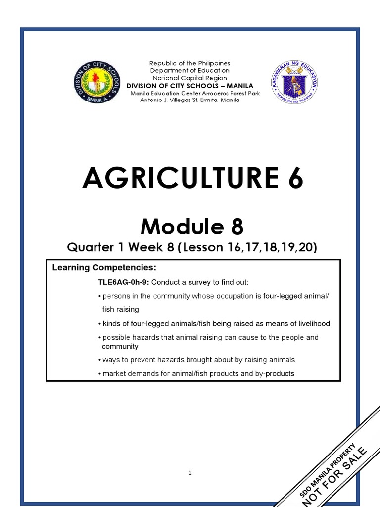 TLE-TE 6 - Q1 - Mod8 - Agriculture | PDF | Livestock | Personal ...