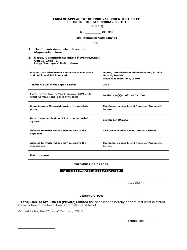 2.form of Appeal-ATIR | PDF | Taxes | Payments