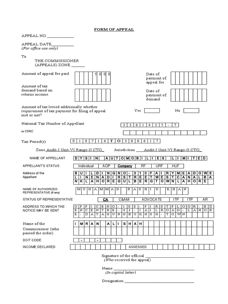 Income Tax Appeal Form Instructions | PDF | Taxation | Appeal