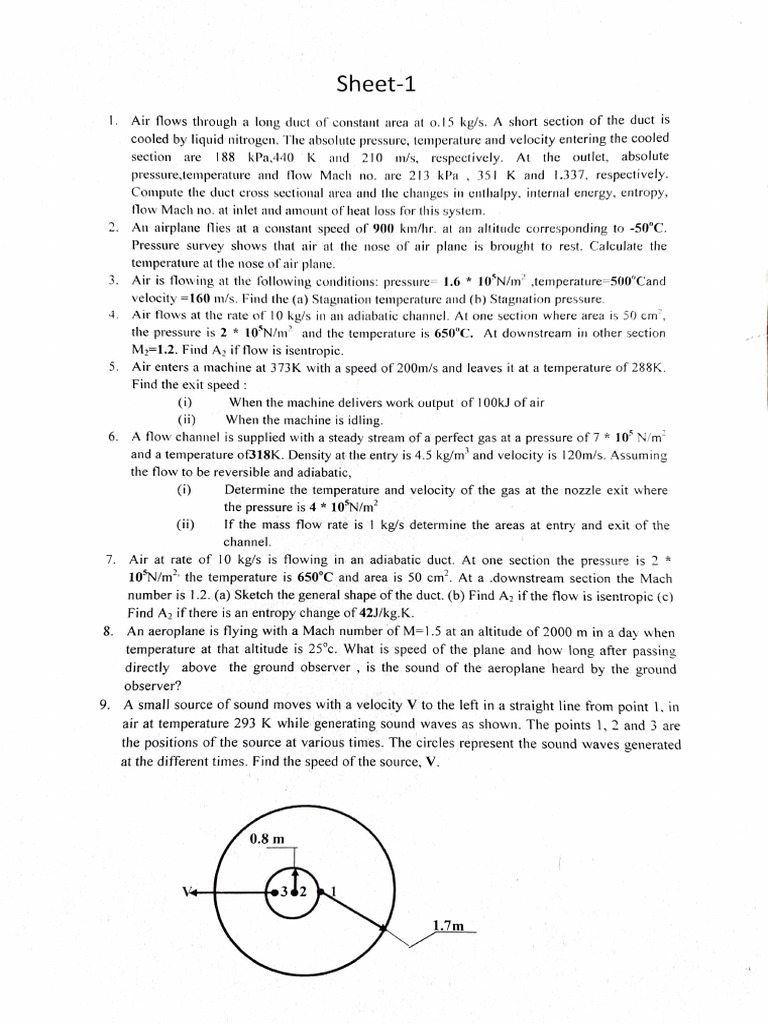 Compressible Flow Problems and Solutions | PDF | Mach Number | Nozzle