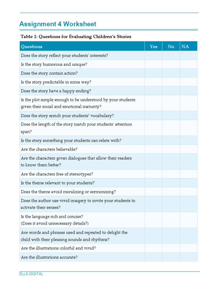 Children's Story Evaluation Guide | PDF