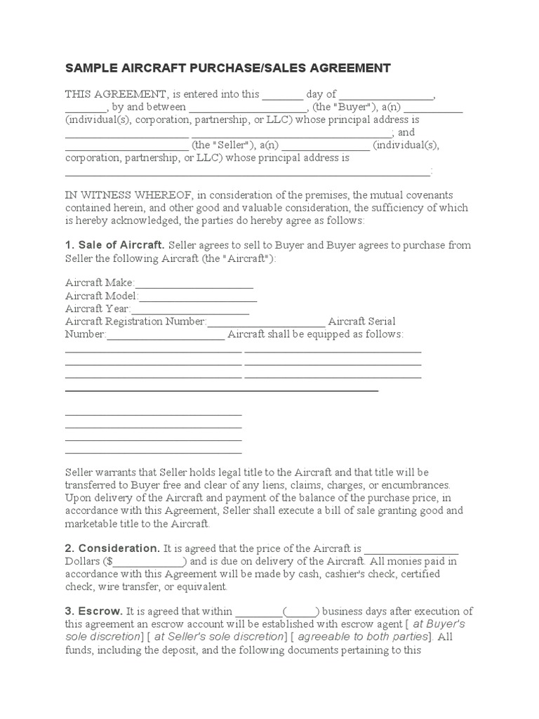 Sample 2 Aircraft Purchase | PDF | Sales | Private Law