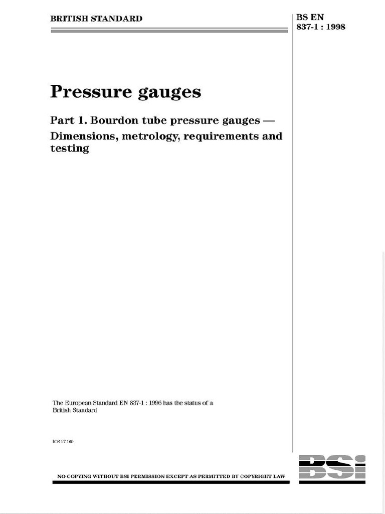 BS EN 837-1 Pressure Gauges | PDF