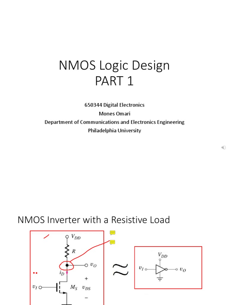 L04 NMOS Inverter With A Resistive Load | PDF | Mosfet | Logic Gate