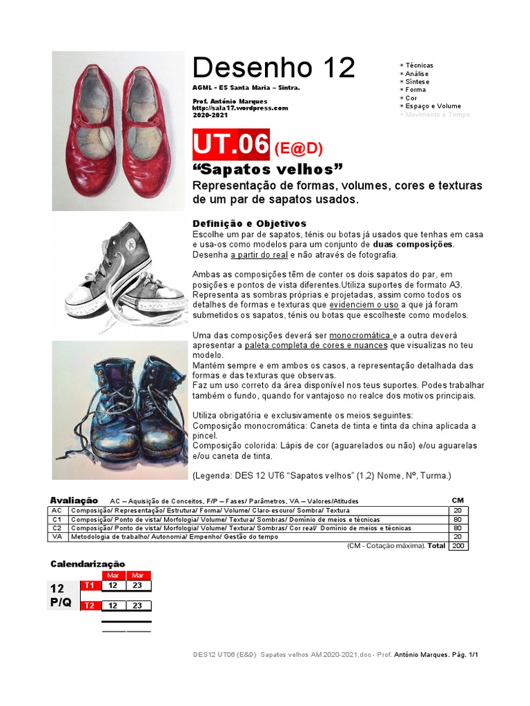 DES12 UT06 Sapatos Velhos AM 2020-2021 | PDF | Desenho | Pinturas