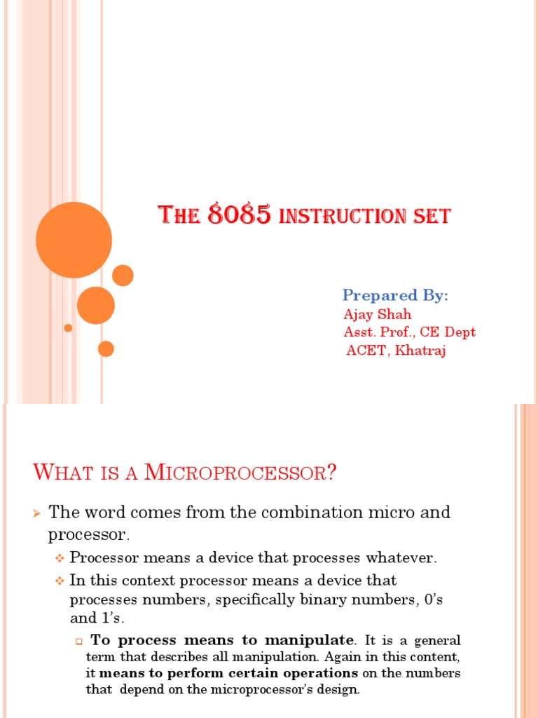 The 8085 Instruction Set | PDF | Central Processing Unit | Assembly Language