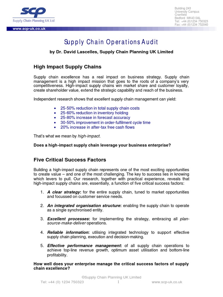 Supply Chain Audit | PDF | Supply Chain | Strategic Management