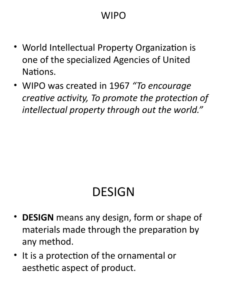 World Intellectual Property Organization Is One of The Specialized ...