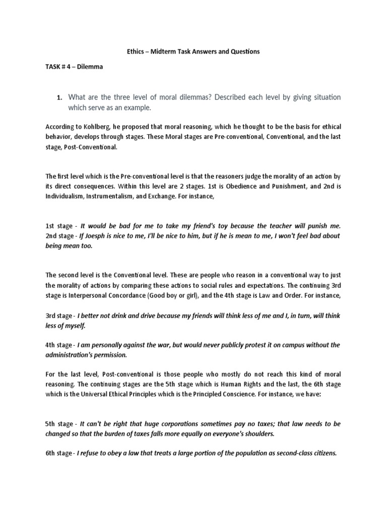 Ethics - MIdterm Tasks | PDF | Morality | Feeling