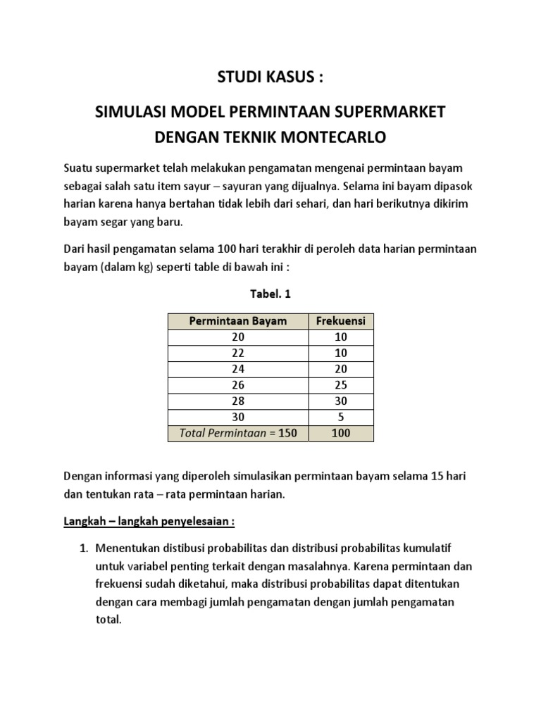 Simulasi Permintaan Bayam Supermarket | PDF