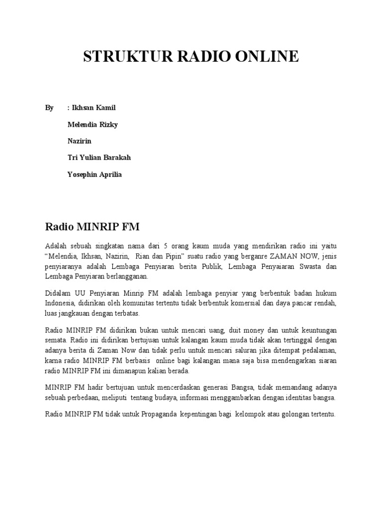 Struktur Radio Online | PDF