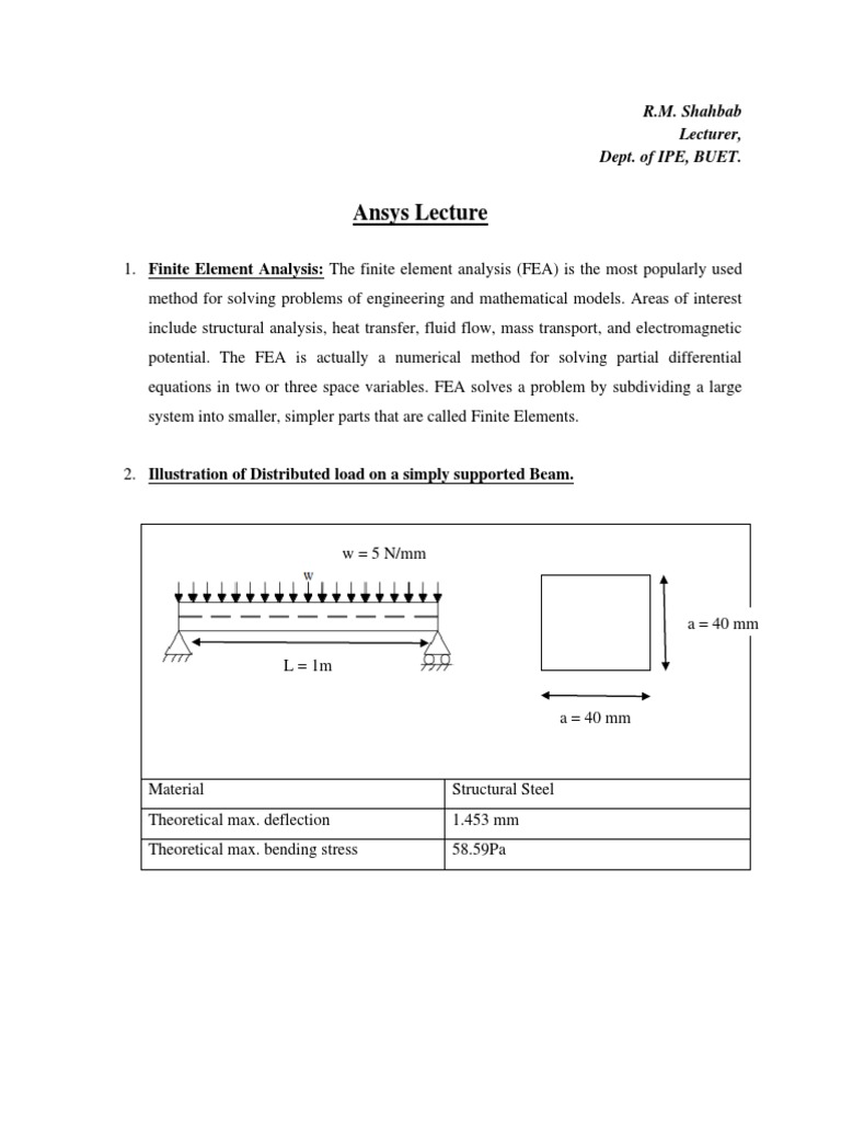 Ansys FEA Applications in Structural Analysis | PDF